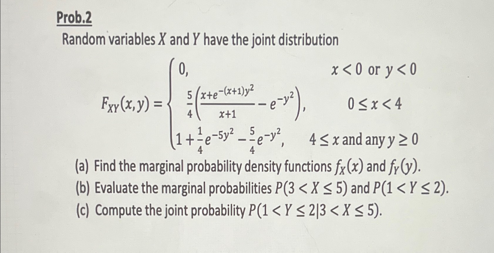 Prob. 2Random variables x ﻿and Y ﻿have the joint | Chegg.com