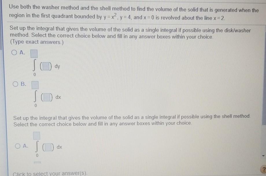 Solved Use both the washer method and the shell method to | Chegg.com