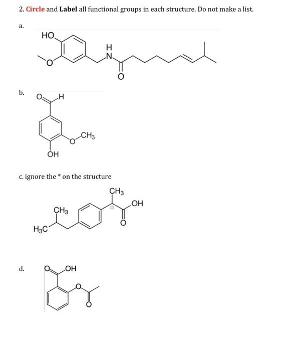 Solved 2. Circle and Label all functional groups in each | Chegg.com