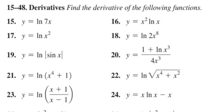 Solved 15-48. ﻿Derivatives Find the derivative of the | Chegg.com