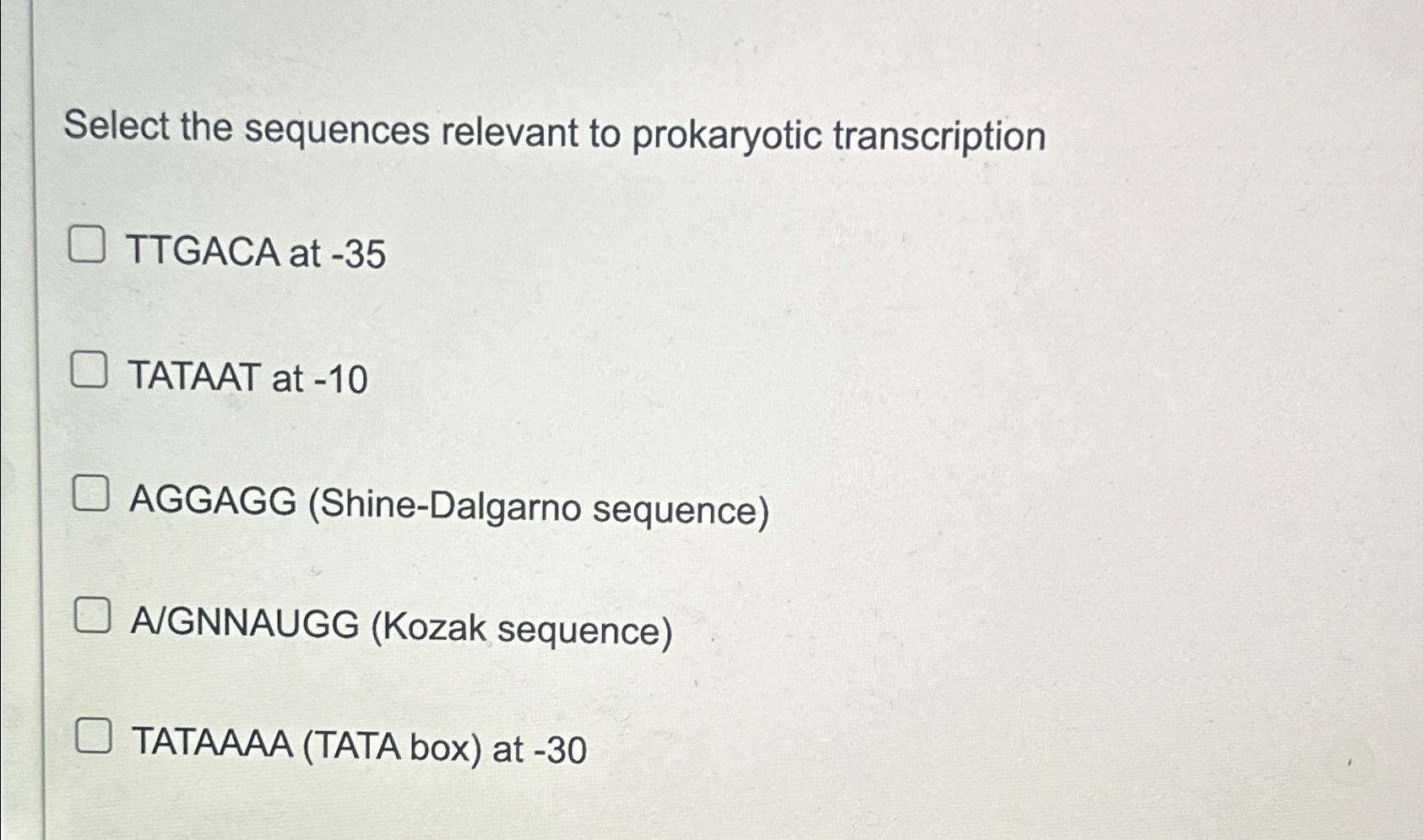 Solved Select the sequences relevant to prokaryotic | Chegg.com