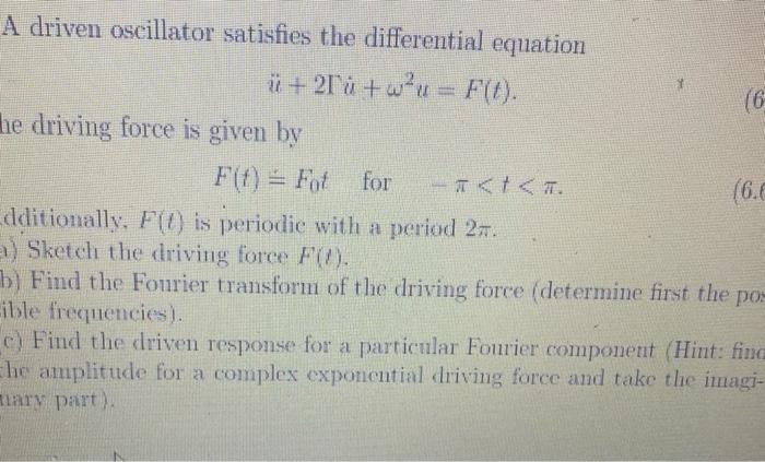 Solved A driven oscillator satisfies the differential | Chegg.com