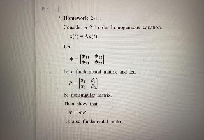 Solved Consider a 2nd order homogeneous equation, | Chegg.com