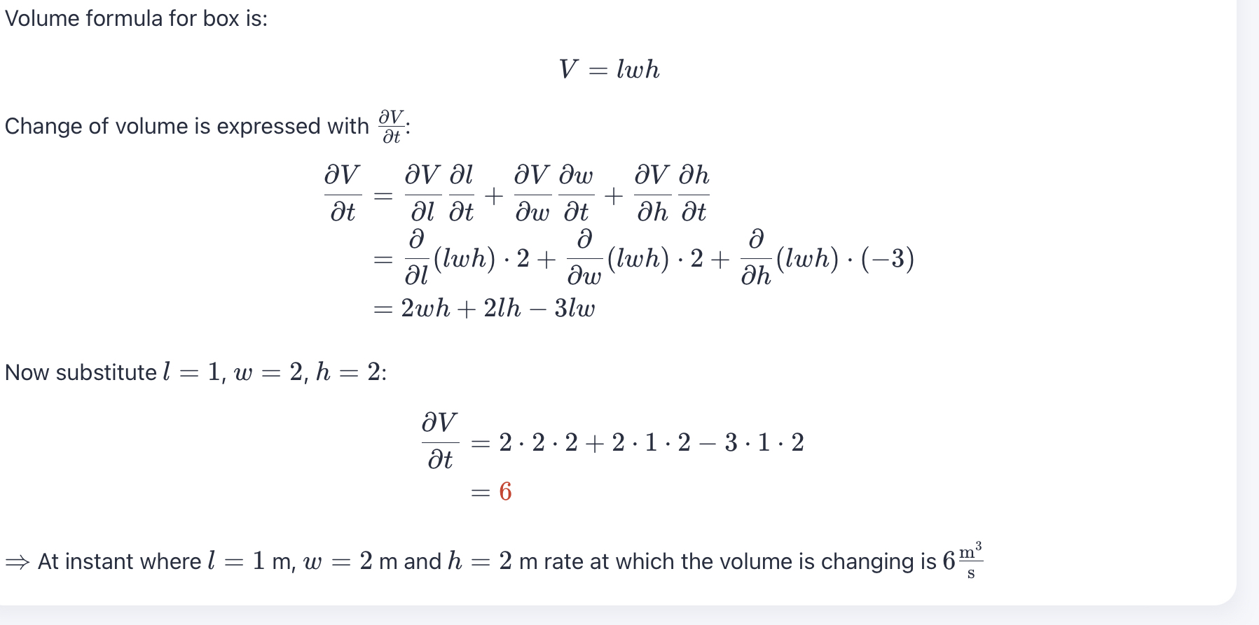 Volume formula for box is:V=lwhChange of volume is | Chegg.com