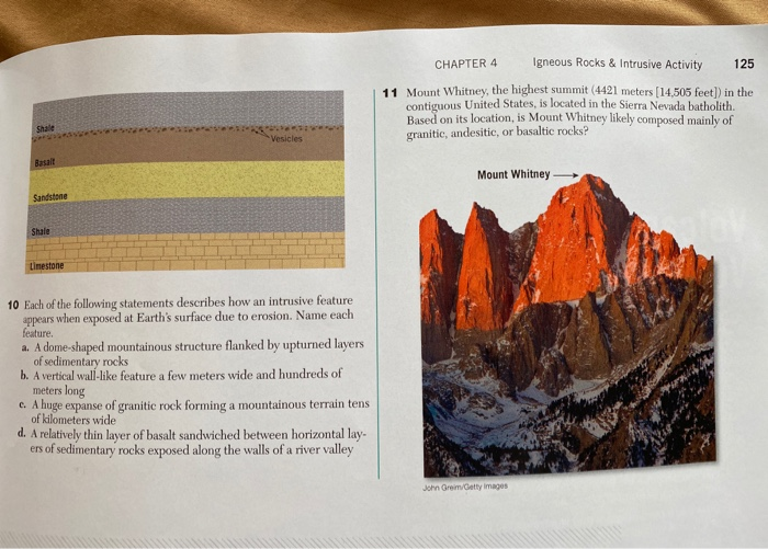 Solved CHAPTER 4 Igneous Rocks & Intrusive Activity 125 11 | Chegg.com