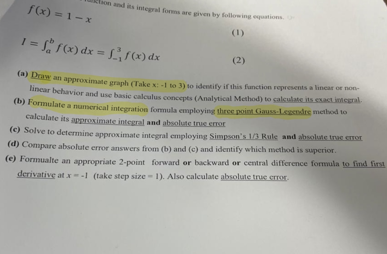 Solved Please solve part (b) ﻿of this computational methods | Chegg.com