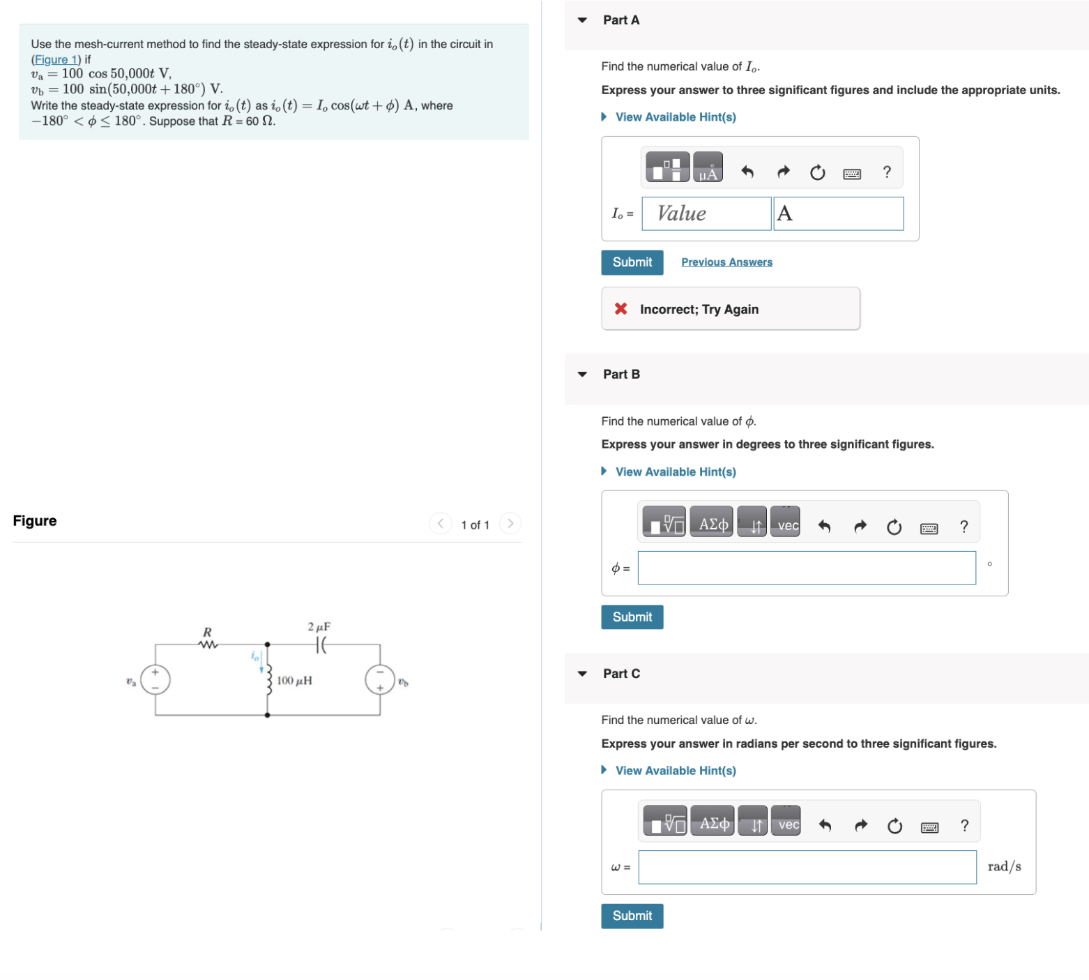 Solved Part AUse the mesh-current method to find the | Chegg.com
