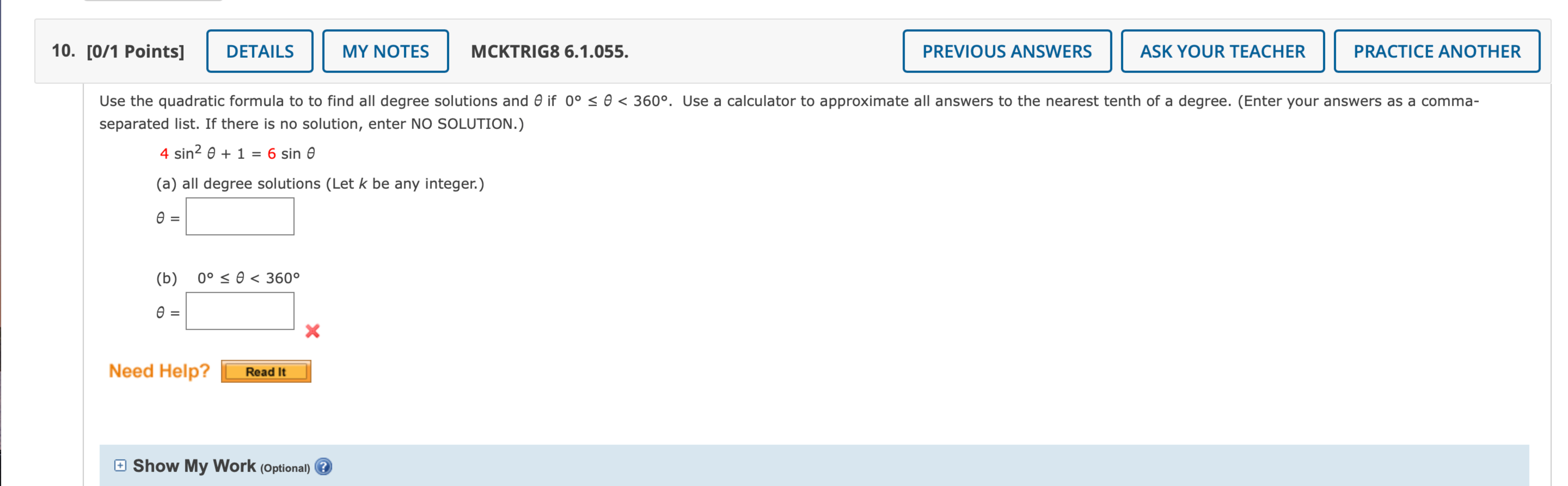 Solved Use the quadratic formula to to find all degree | Chegg.com