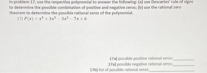 Solved In problem 17, use the respective polynomial to | Chegg.com