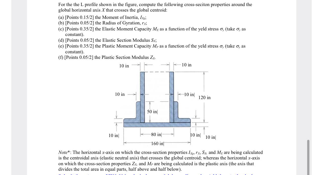 Solved For the the L profile shown in the figure, compute | Chegg.com