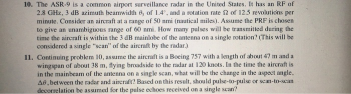 10. The ASR-9 is a common airport surveillance radar | Chegg.com