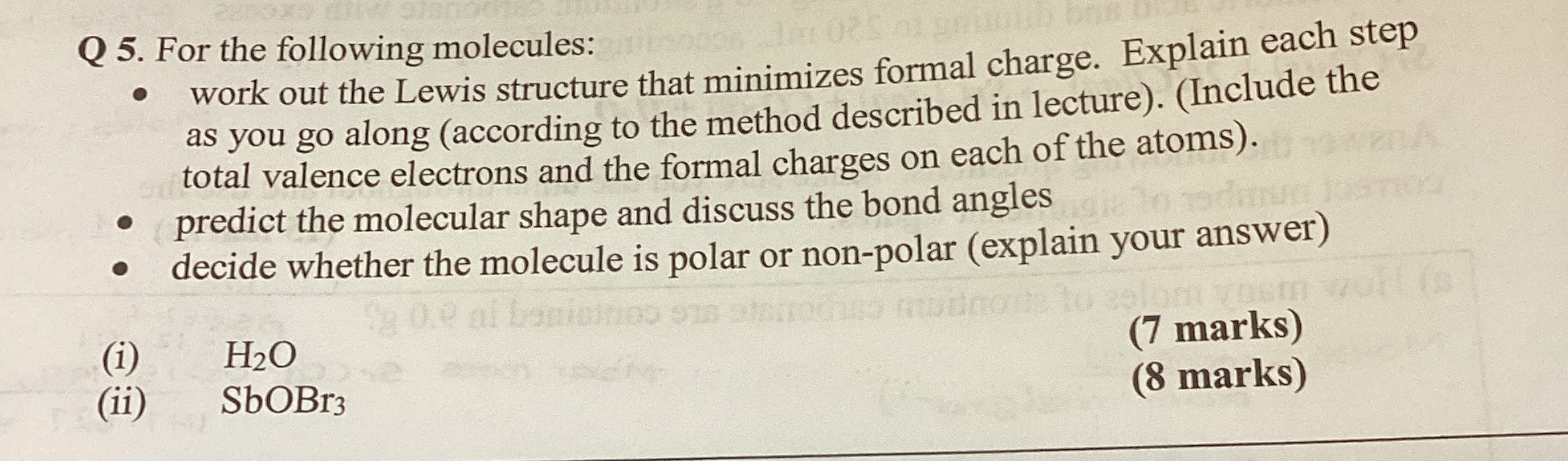 Solved Q 5. ﻿For the following molecules:work out the Lewis | Chegg.com