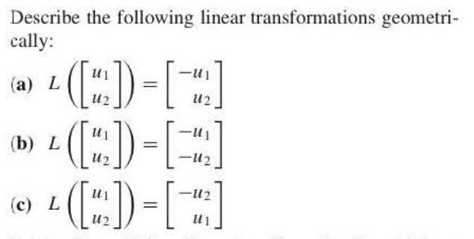 Solved Describe the following linear transformations | Chegg.com