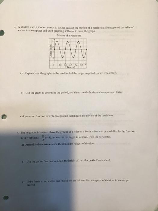 Solved Part 2 Solving Problems Involving Sinusoidal | Chegg.com