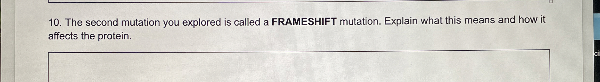 Solved The second mutation you explored is called a | Chegg.com