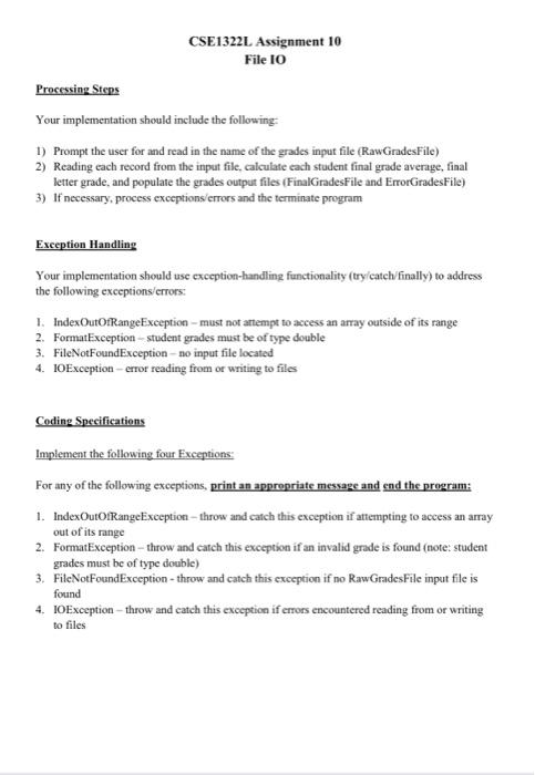 Solved CSE1322L Assignment 10 File 10 Overview For this | Chegg.com