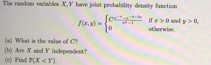 Solved The random variables X,Y have joint probability | Chegg.com