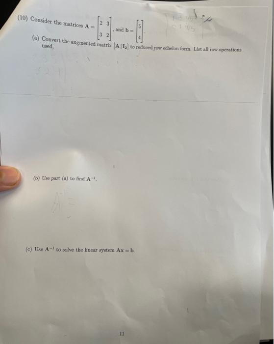 Solved Consider the matrices A= 2 3 32b= 54(a) Convert the | Chegg.com
