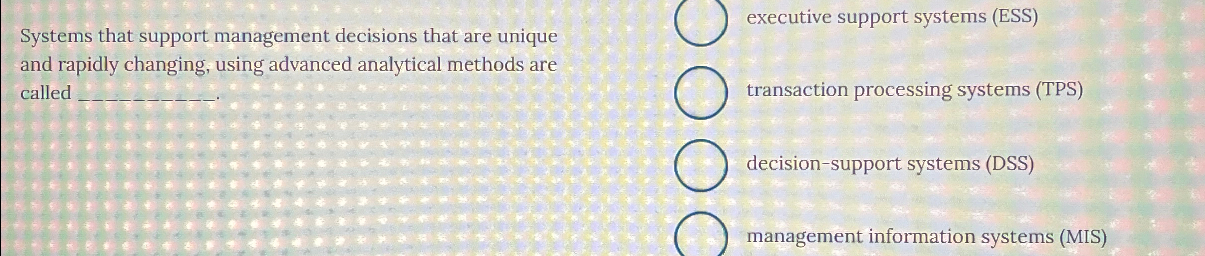 Solved Systems that support management decisions that are | Chegg.com