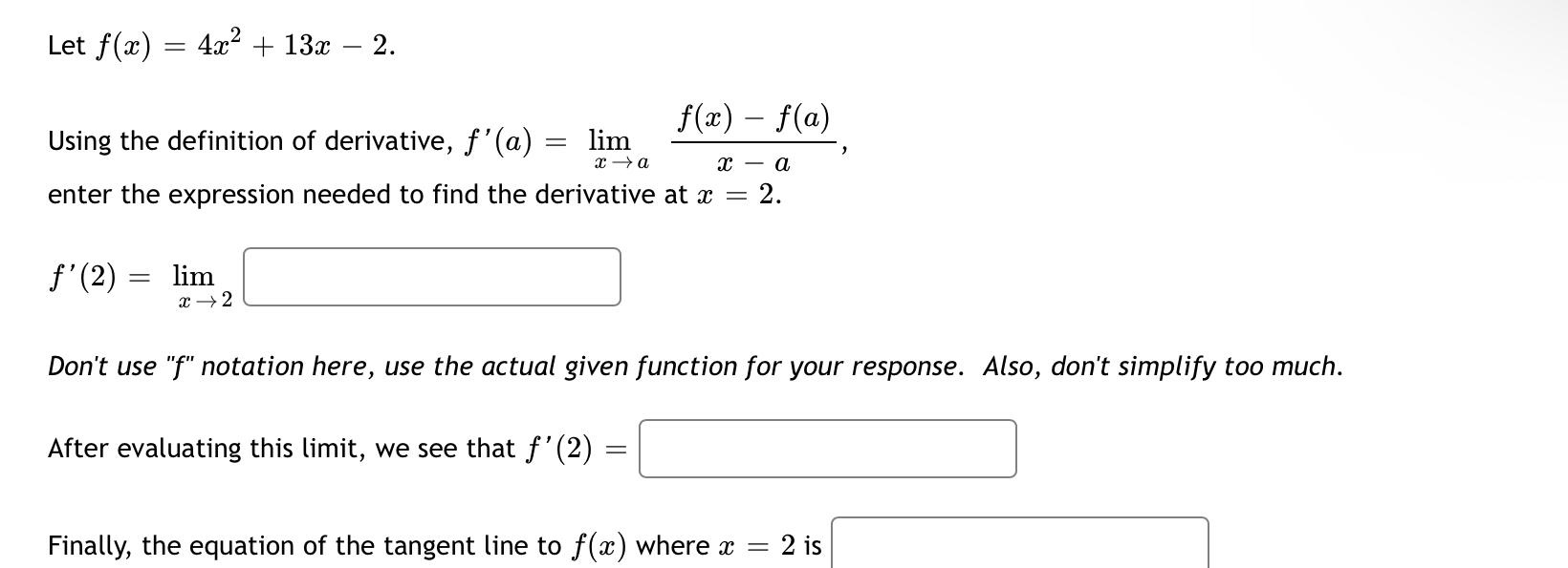Solved Let F X 4x2 13x 2 Using The Definition Of