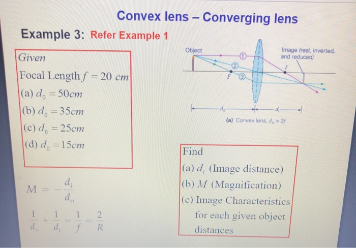 Solved Convex lens - Converging lens Example 3: Refer | Chegg.com