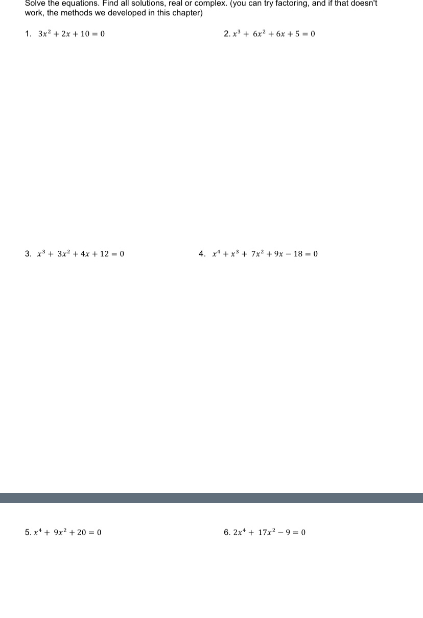 Solved Solve the equations. Find all solutions, real or | Chegg.com