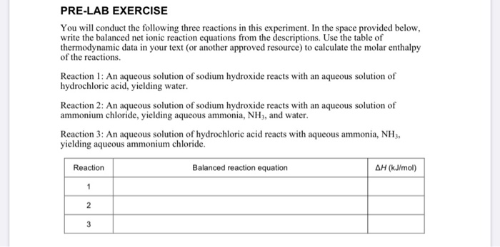 Solved PRE-LAB EXERCISE You will conduct the following three | Chegg.com