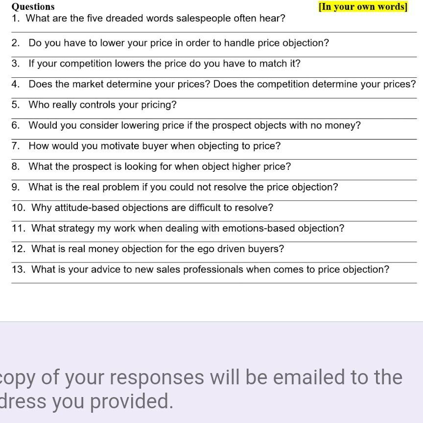 Solved [In your own words] Questions 1. What are the five | Chegg.com
