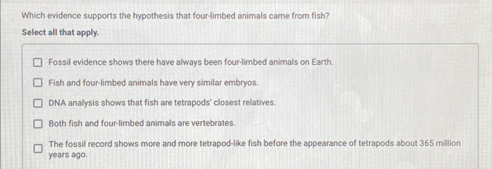 Solved Which evidence supports the hypothesis that | Chegg.com