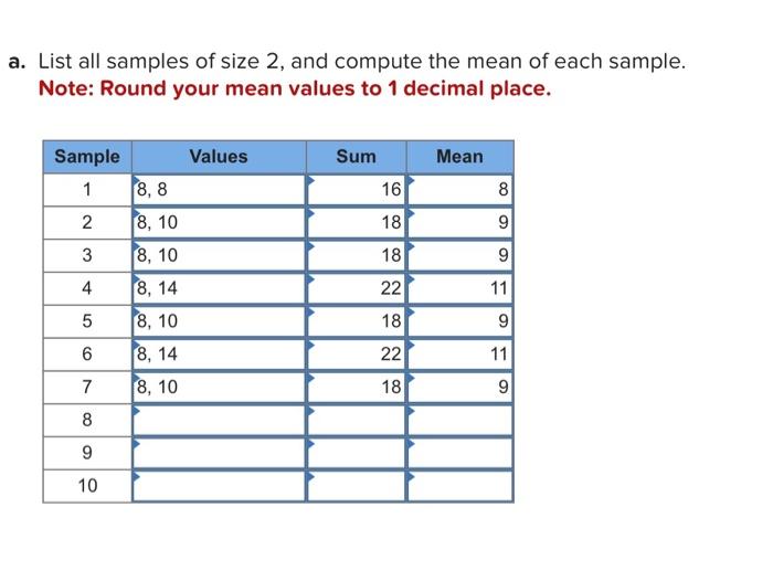 Solved List all samples of size 2 , and compute the mean of | Chegg.com