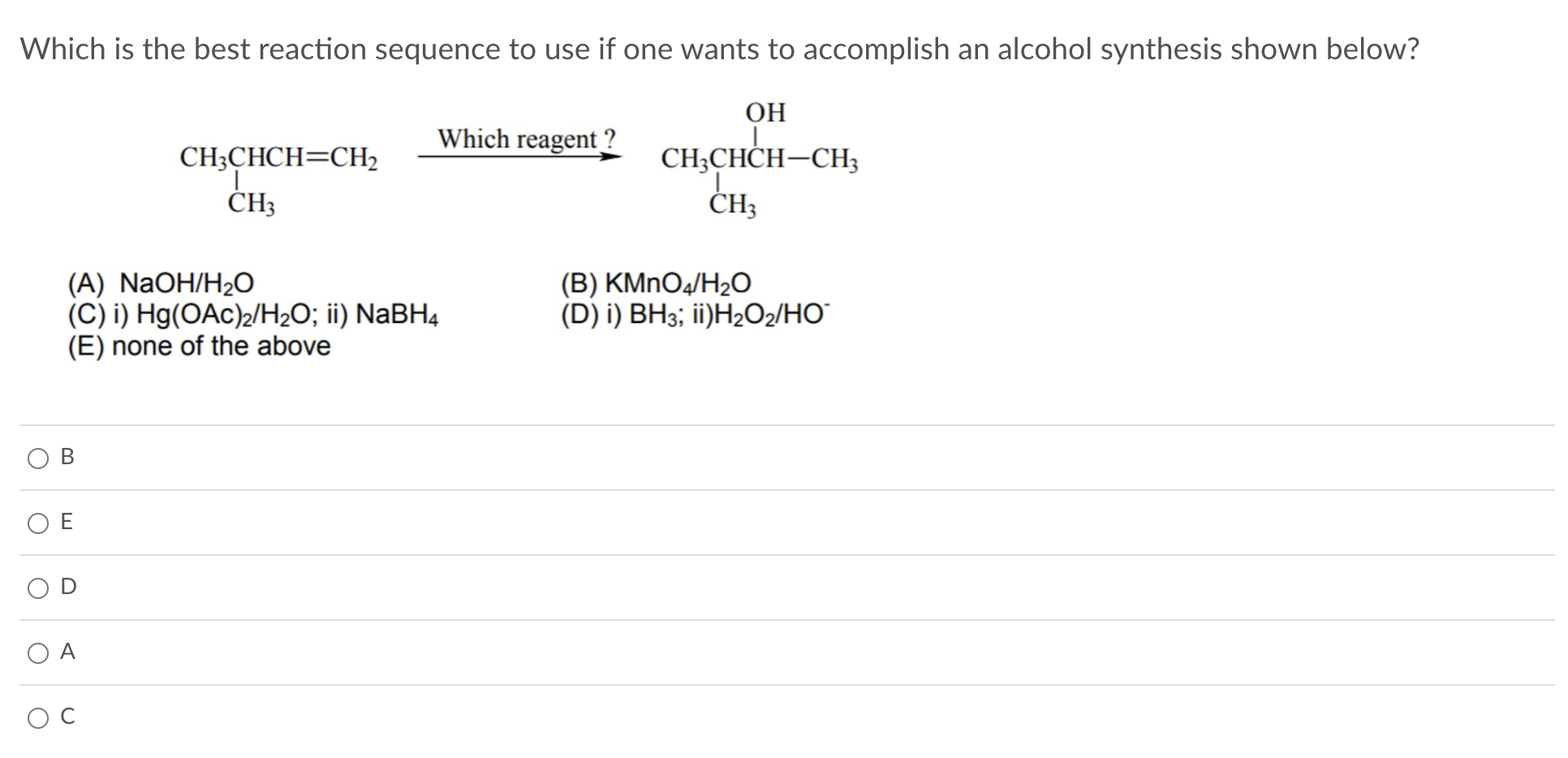 Solved Which is the best reaction sequence to use if one | Chegg.com
