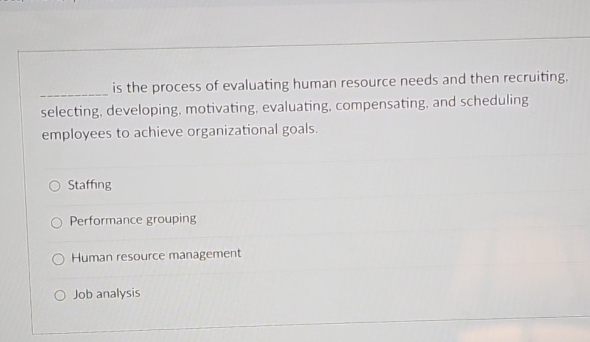 Solved q, ﻿is the process of evaluating human resource needs | Chegg.com