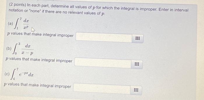 Solved (2 points) In each part, determine all values of p | Chegg.com