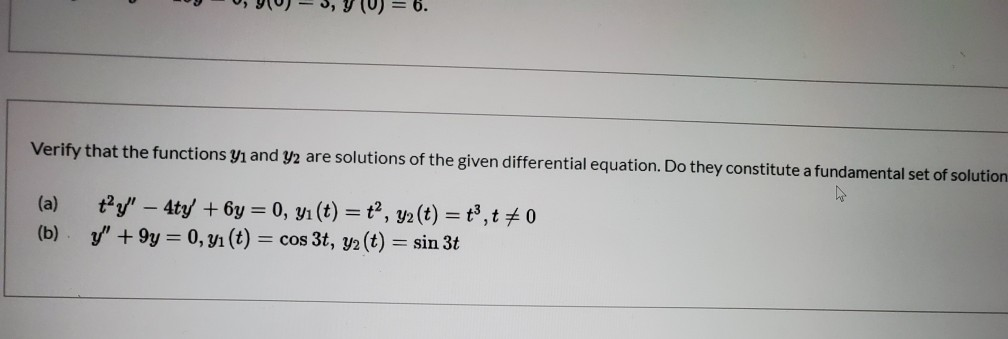 Solved Verify that the functions Yi and Y2 are solutions of | Chegg.com