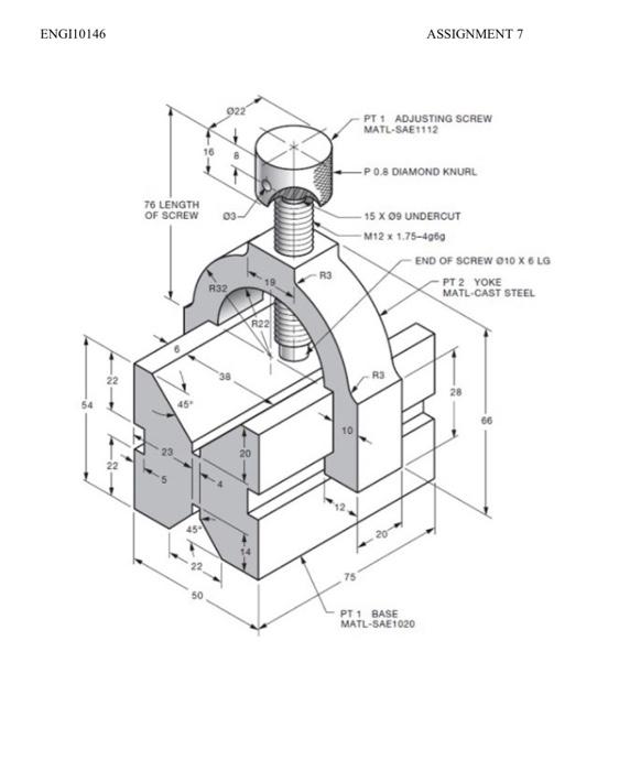 2. Draw the Yoke clamp to given sketch a. 1st angle | Chegg.com