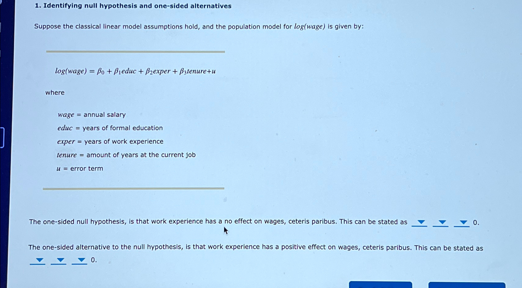 Solved Identifying null hypothesis and one-sided | Chegg.com