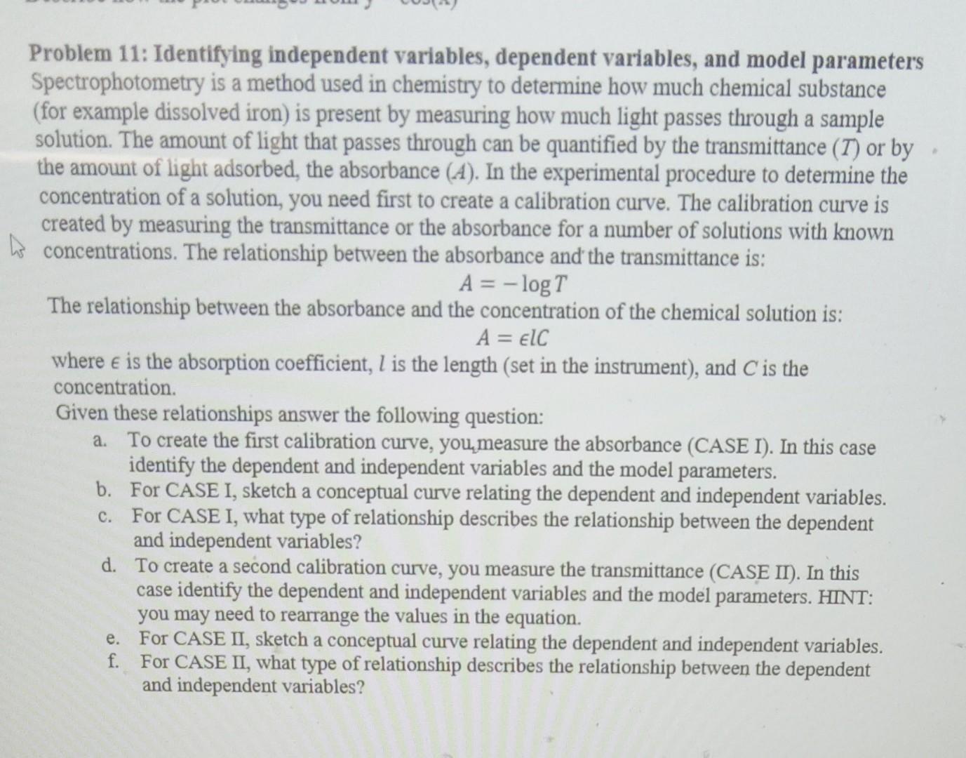 Solved Problem 11: Identifying independent variables, | Chegg.com