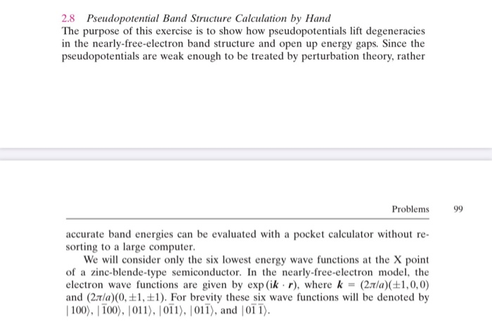 2.8 Pseudopotential Band Structure Calculation by | Chegg.com
