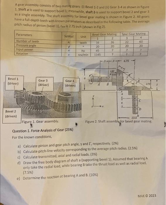 Solved A gear assembly consists of two mating gears: (i) | Chegg.com