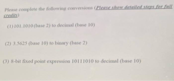 Solved Please complete the following conversions | Chegg.com