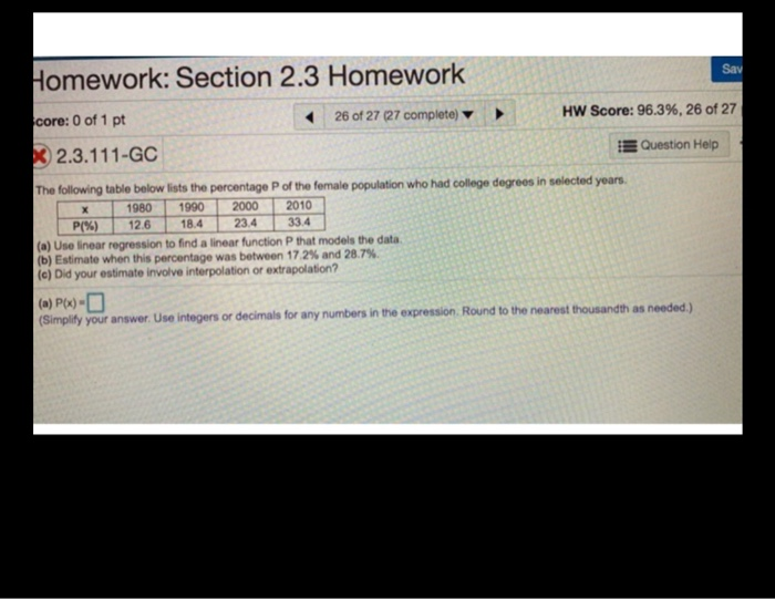 Solved Say Homework: Section 2.3 Homework core: 0 of 1 pt 26 | Chegg.com