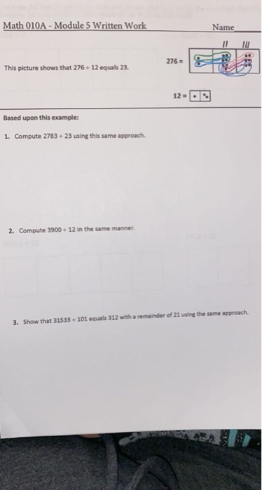 Solved Math 010A - Module 5 Written Work Name 276 This | Chegg.com