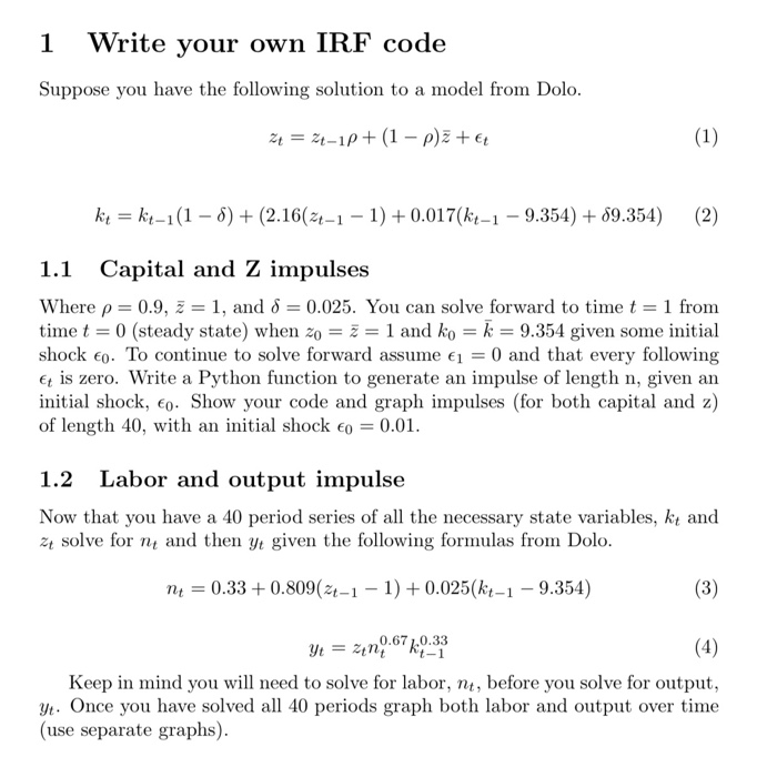 1 Write your own IRF code Suppose you have the | Chegg.com