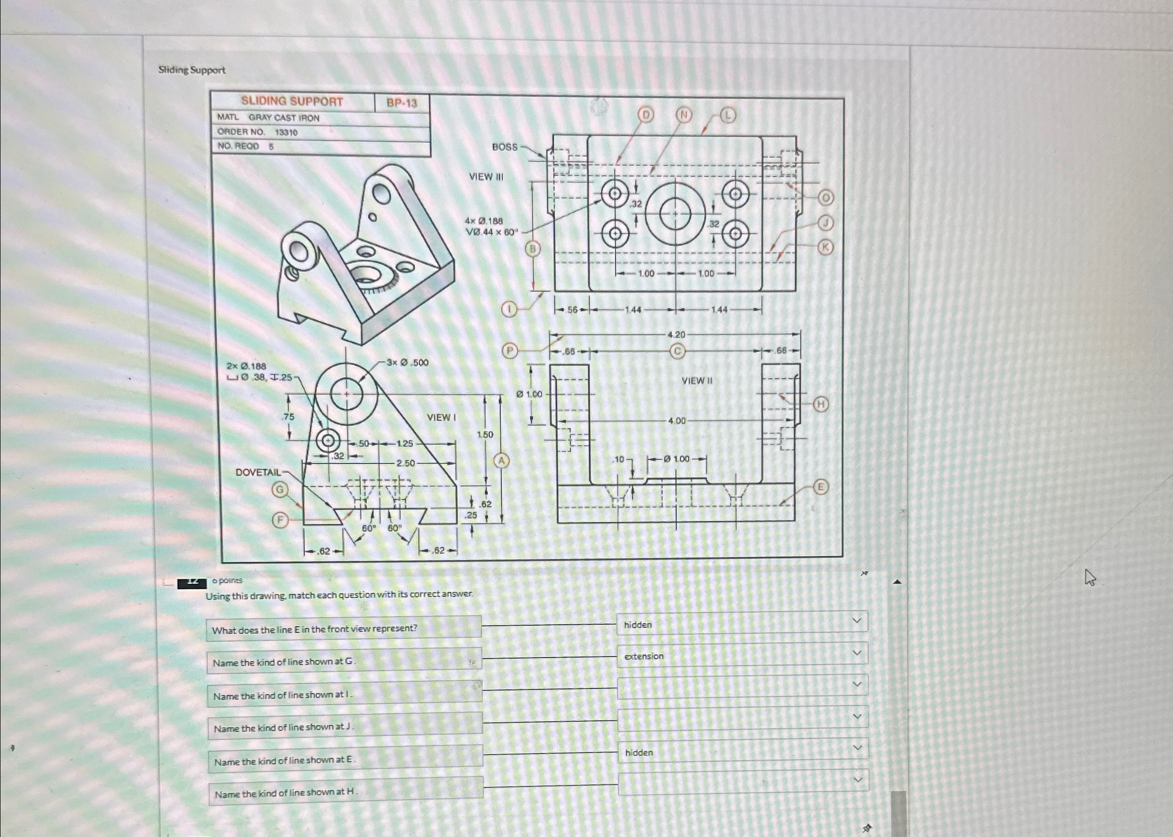 Solved Sliding Support Using this drawing, match each | Chegg.com