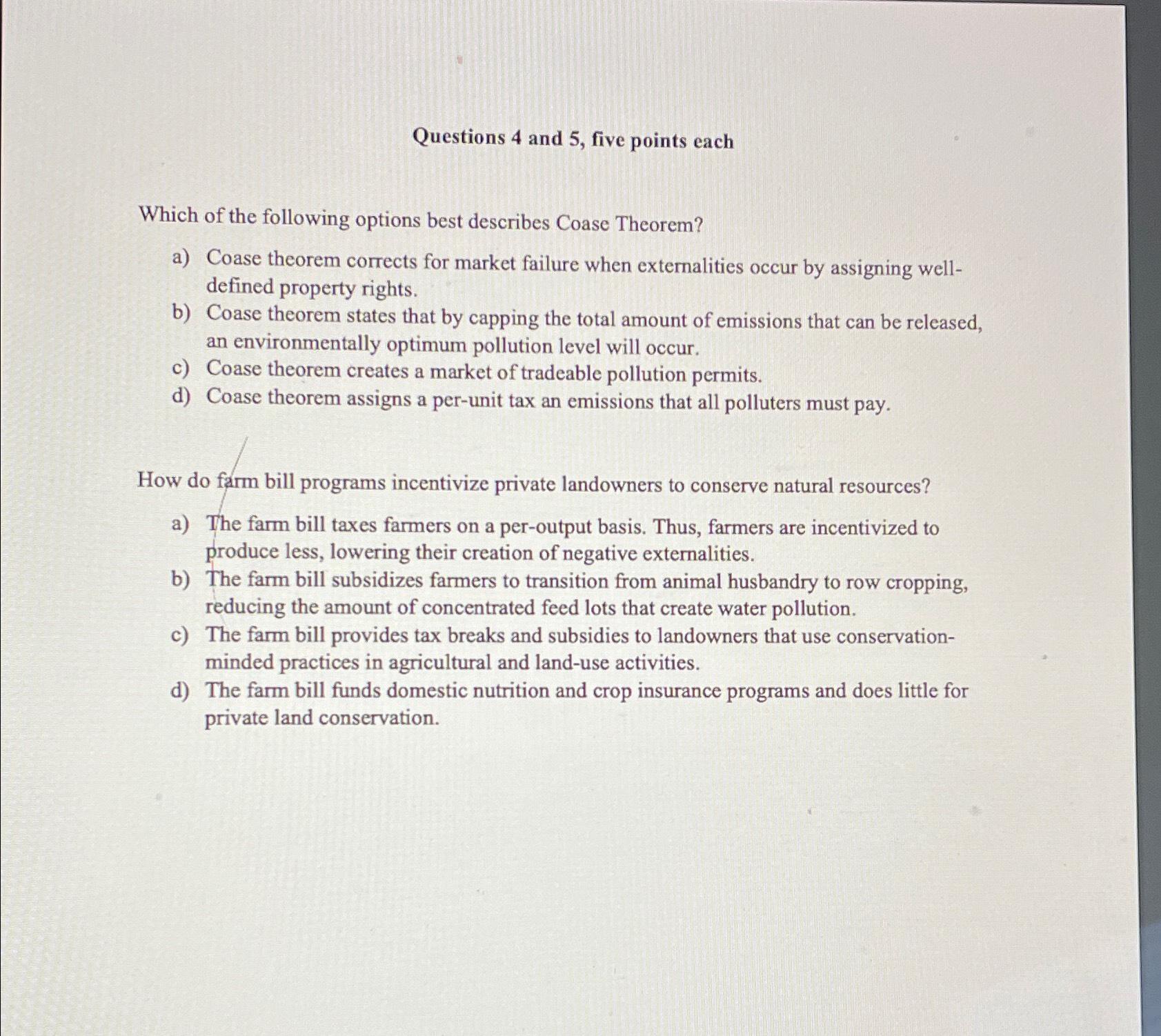 Solved Questions 4 ﻿and 5, ﻿five points eachWhich of the | Chegg.com