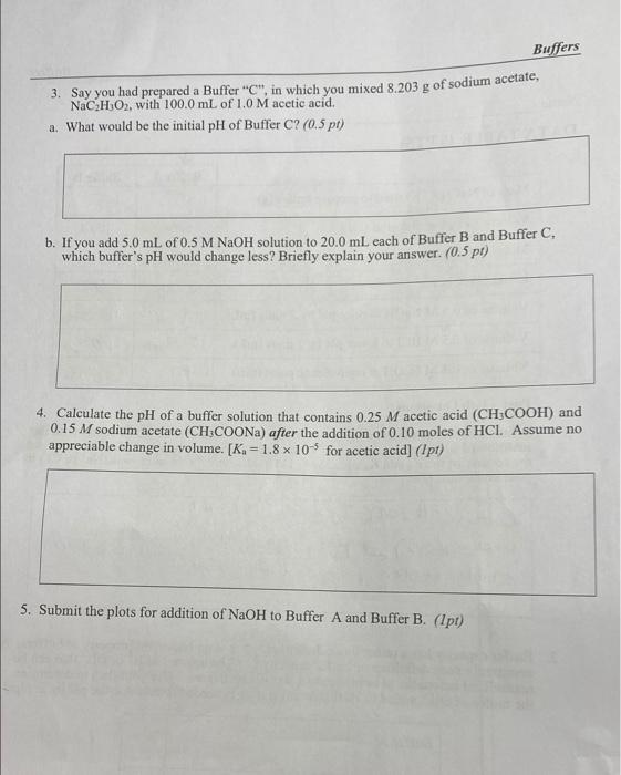 Solved Name DATA TABLE (5 PTS) Buffer B Buffer A 0-15 100.0 | Chegg.com