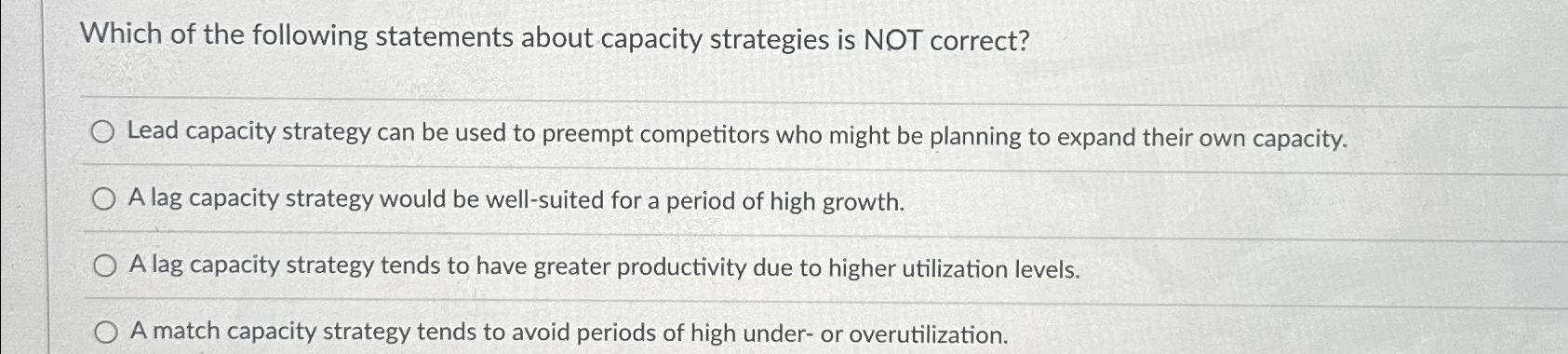 Solved Which of the following statements about capacity | Chegg.com