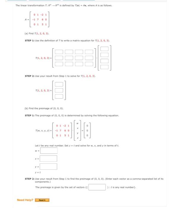 Solved The linear transformation T:R4…R−1 is defined by | Chegg.com