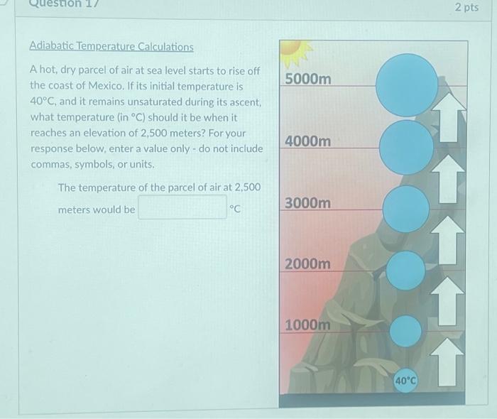 Solved Adiabatic Temperature Calculations A hot, dry parcel | Chegg.com