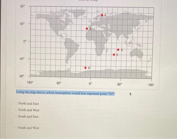 Solved Using the map above, which hemisphere would best | Chegg.com